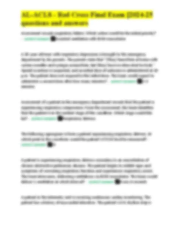 AL-ACLS - Red Cross Final Exam [2024-25 questions and answers | Exams ...