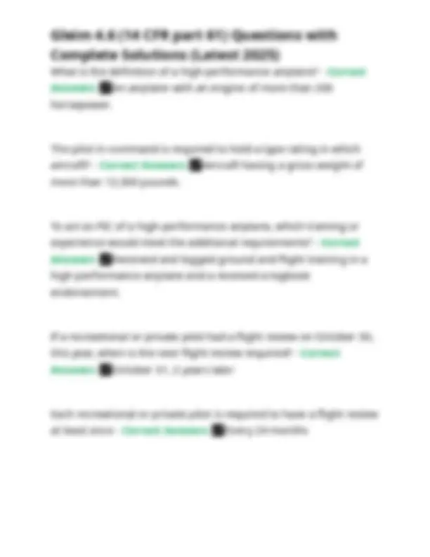 Gleim 4.6 (14 CFR part 61) Questions with Complete Solutions (Latest ...