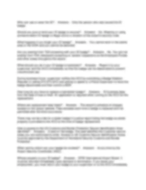 AIRPORT SIDA ID BADGE QUESTIONS & ANSWERS | Exams Social Sciences | Docsity