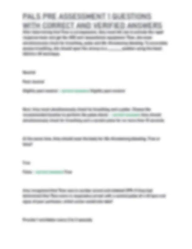 PALS PRE ASSESSMENT 1 QUESTIONS WITH CORRECT AND VERIFIED ANSWERS ...