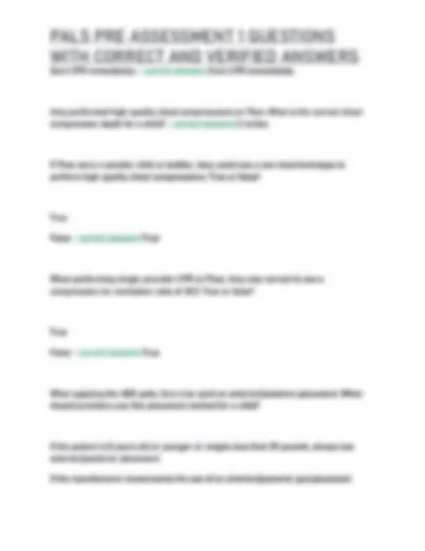 PALS PRE ASSESSMENT 1 QUESTIONS WITH CORRECT AND VERIFIED ANSWERS ...