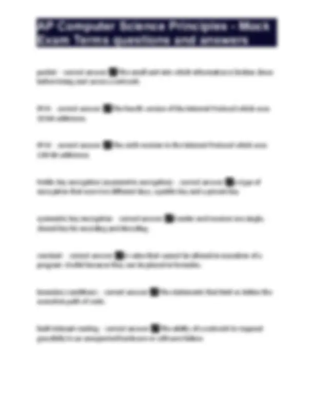 AP Computer Science Principles - Mock Exam Terms questions and answers | Exams Advanced ...