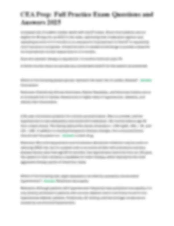 Cardiology & Internal Medicine Practice Exam Q&A | Exams Nursing | Docsity