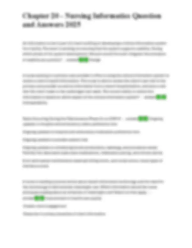 Chapter 20 - Nursing Informatics Question and Answers 2025 | Exams ...