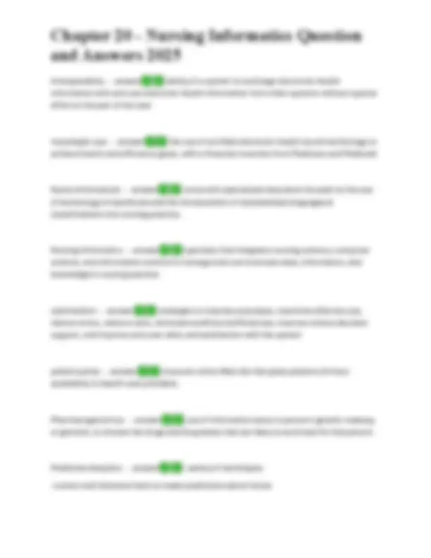Chapter 20 - Nursing Informatics Question and Answers 2025 | Exams ...