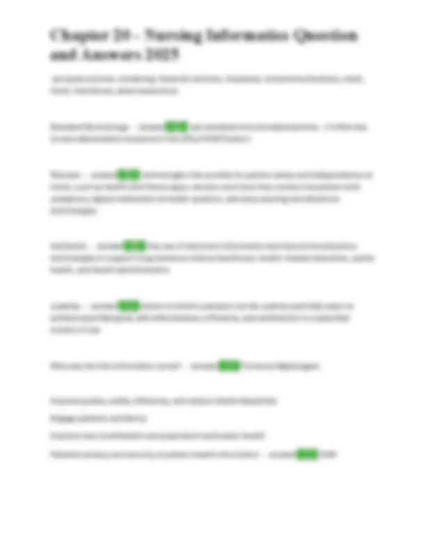 Chapter 20 - Nursing Informatics Question and Answers 2025 | Exams ...