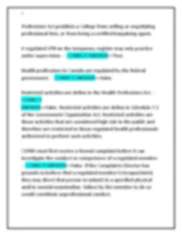 CLPNA JURISPRUDENCE FINAL EXAM 2024- 2025 STRUCTURED QUESTIONS WITH ...