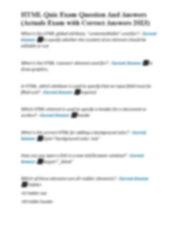 HTML Quiz Exam Question And Answers (Actuals Exam with Correct Answers ...