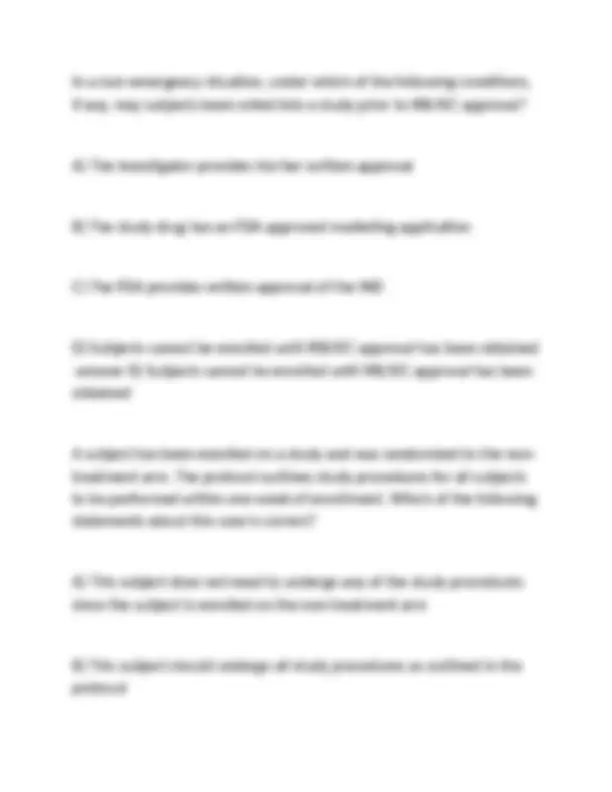 CCRP SOCRA Exam - Practice Exam #1 with complete updated questions ...