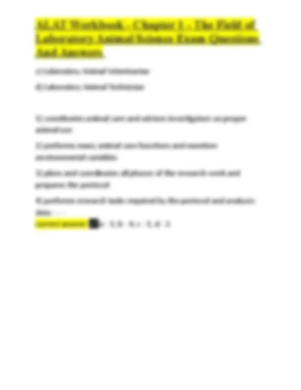 ALAT Workbook - Chapter 1 - The Field of Laboratory Animal Science Exam ...