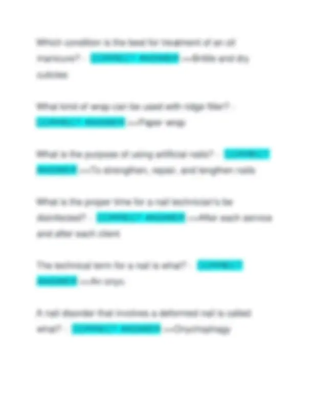 NAIL TECH STATE BOARDS EXAM QUESTIONS WITH COMPLETE SOLUTIONS ...