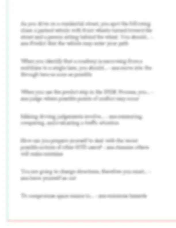 SOLUTION TO CHAPTER 5 DRIVERS ED TEST.pdf | Exams Nursing | Docsity