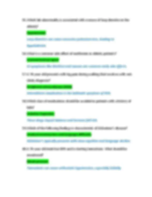 Primary Care of Adults (FNP I) Midterm Exam Study Set: Geriatric Health ...