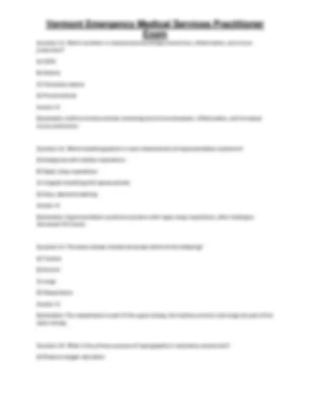 Vermont Emergency Medical Services Practitioner Exam | Exams Technology ...