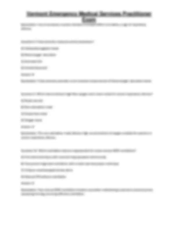 Vermont Emergency Medical Services Practitioner Exam | Exams Technology ...