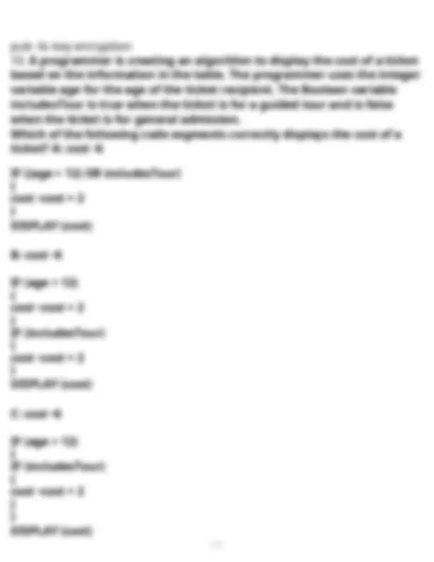 AP Computer Science Principles AP Exam #1 (Practice Questions) accurate ...