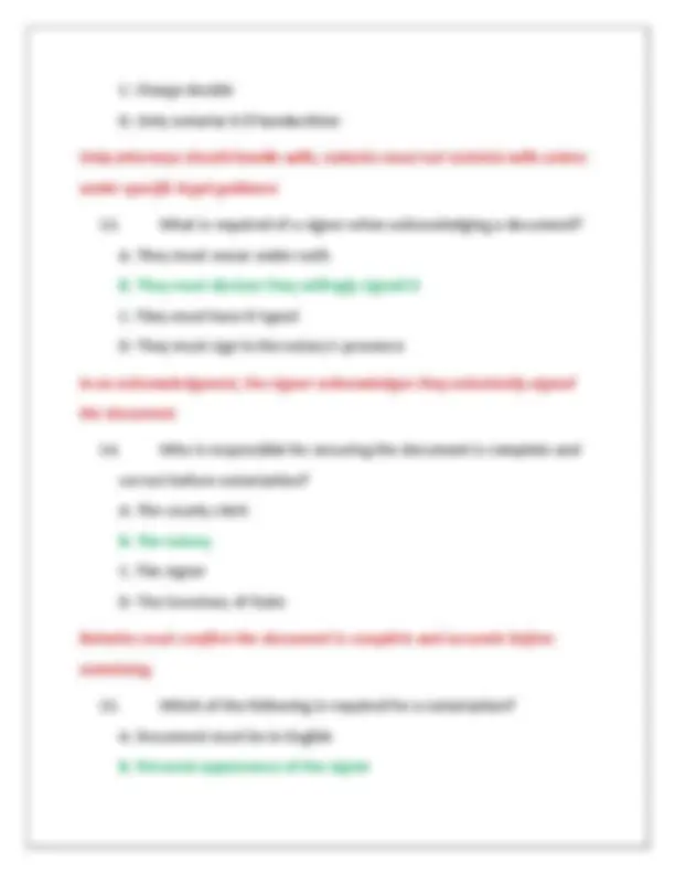 NORTH CAROLINA NOTARY PUBLIC PRACTICE EXAM QUESTIONS AND CORRECT ...