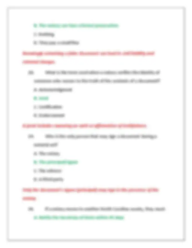 NORTH CAROLINA NOTARY PUBLIC PRACTICE EXAM QUESTIONS AND CORRECT ...