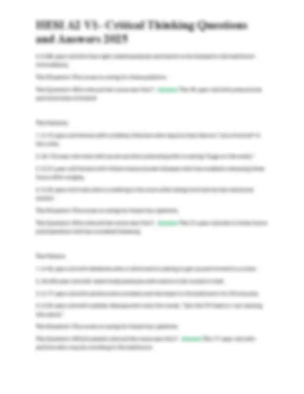 Critical Thinking Q&A: Nursing Scenarios | Exams Nursing | Docsity