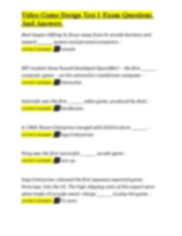 Video Game Design Test 1 Exam Questions And Answers. | Exams Advanced ...