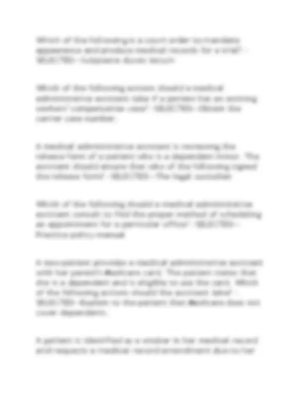 CMAA Practice Test Questions 2025/2026: Medical Administrative ...