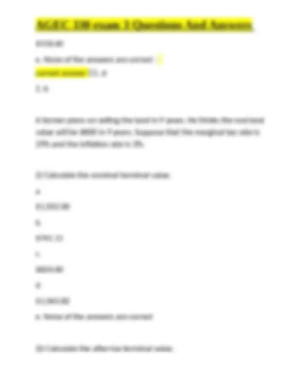 AGEC 330 exam 3 Questions And Answers | Exams Auditing | Docsity