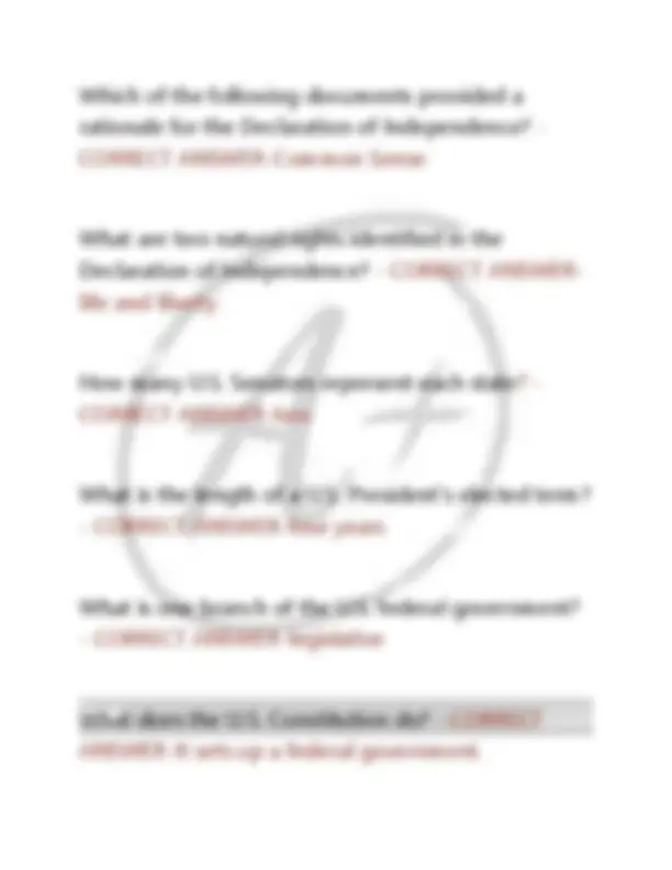 Florida Civic Literacy Exam (FCLE) Study Guide 2024-2025 All Questions ...