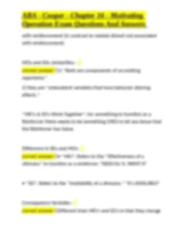 ABA - Cooper - Chapter 16 - Motivating Operation Exam Questions And ...
