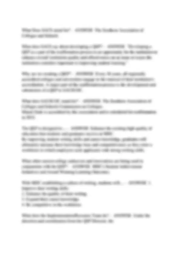QEP – QUALITY ENHANCEMENT PLAN EXAM QUESTIONS WITH CORRECT ANSWERS ...