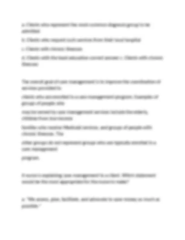 Week 5 - Chapter 09: Case Management (Community Health) Questions with ...