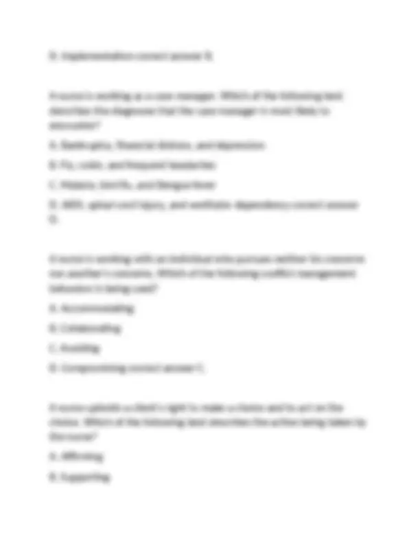 Chapter 25: Case Management Questions with Accurate Answers | Exams Nursing | Docsity