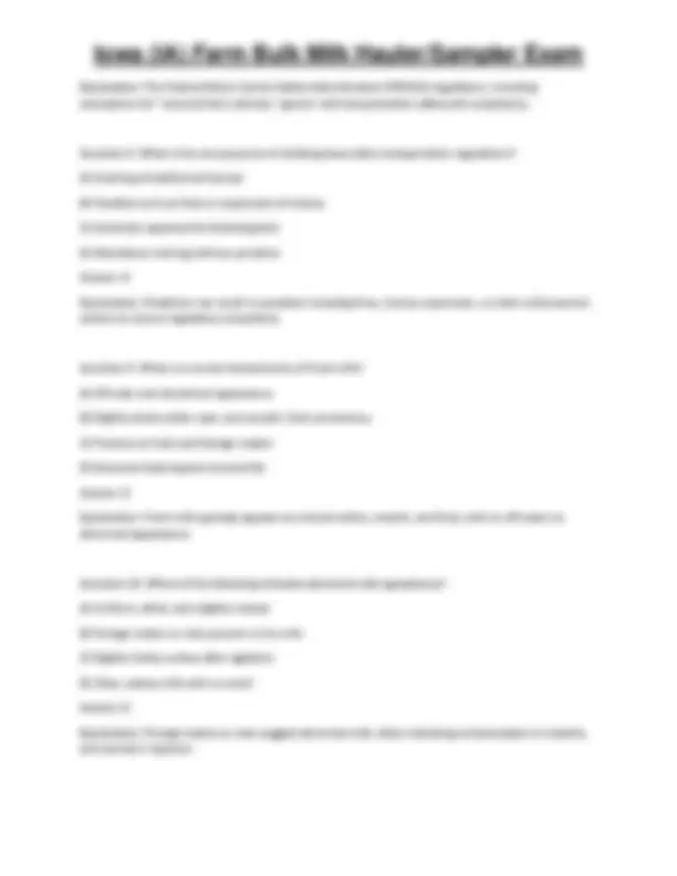 Iowa (IA) Farm Bulk Milk Hauler/Sampler Exam | Exams Technology | Docsity