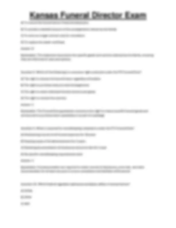 Kansas Funeral Director Exam | Exams Technology | Docsity