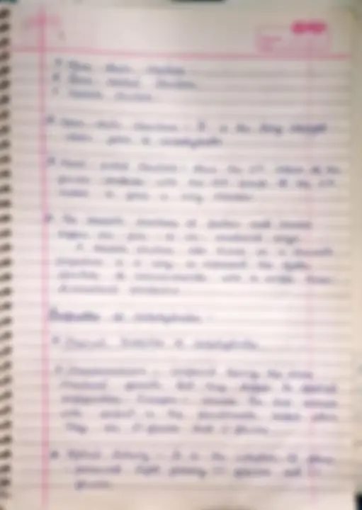 Carbohydrates notes hand written. | Study notes Chemistry | Docsity