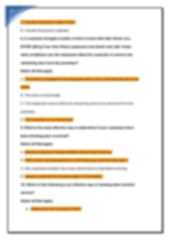 Smart Serve Practice Test Questions and Answers Latest | Exams Nursing ...