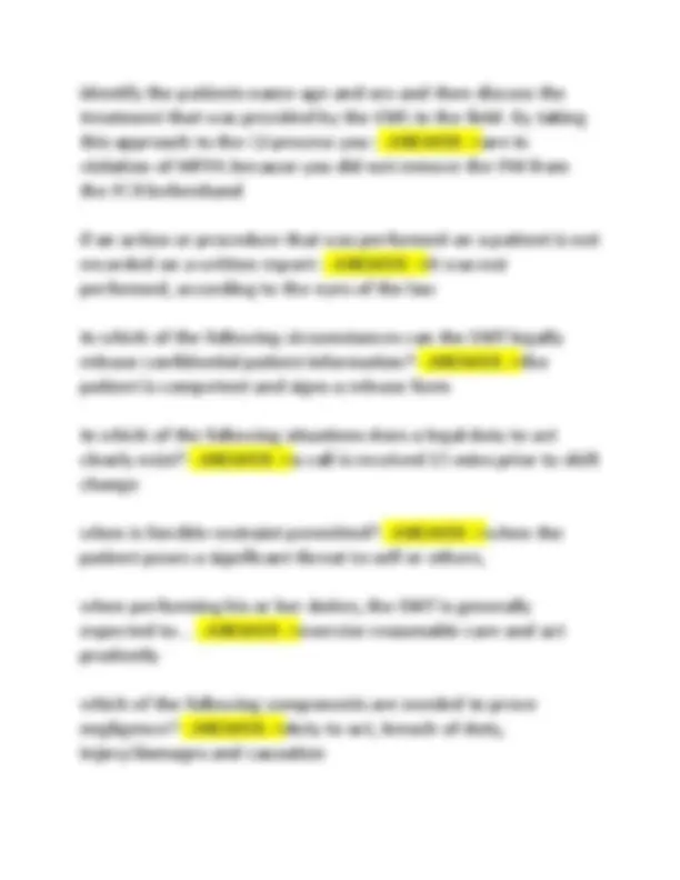 AEMT CHAPTER 1-5, 7 & 8 QUIZ QUESTIONS CHAPTER TEST LATEST VERSION ...