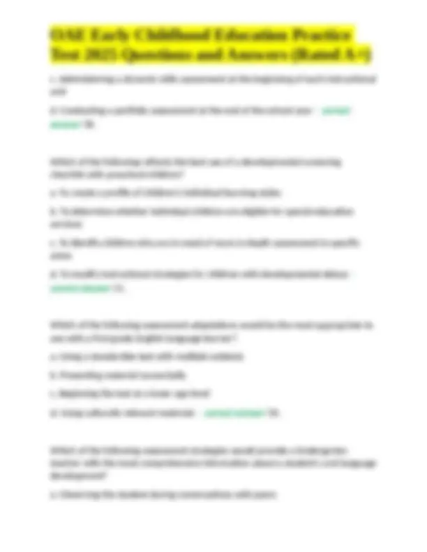 OAE Early Childhood Education Practice Test 2025 Questions and Answers ...