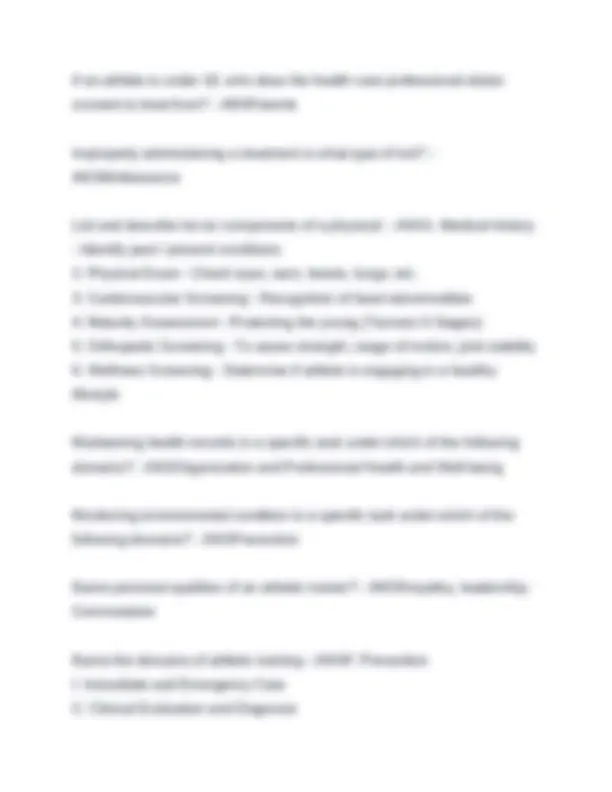 Sports Medicine 1 Semester Exam Study Guide Latest Edition 2025-2026 ...