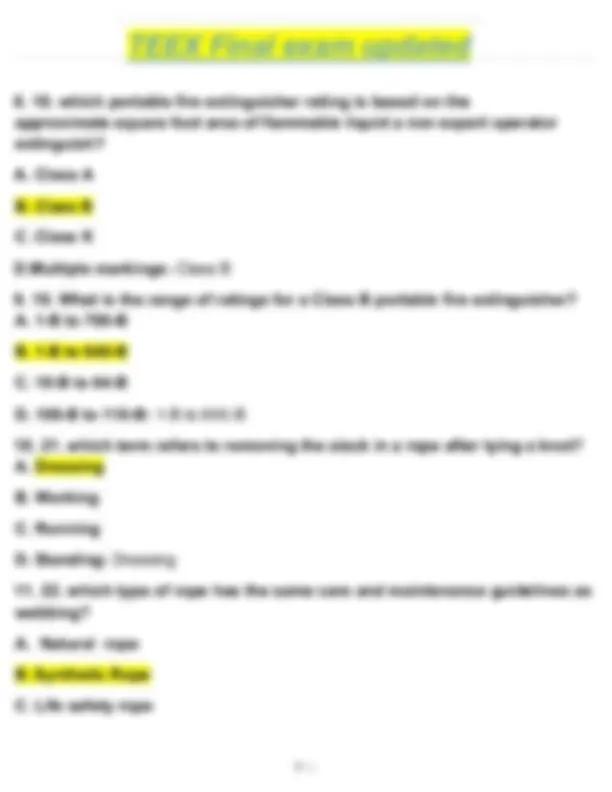 TEEX Final exam updated latest 2025 exam | Exams Public Health | Docsity