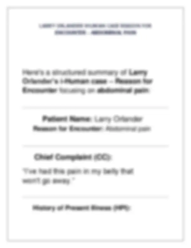 Ihuman Case study Larry Orlander 50 Y-L Reason for Encounter Nausea and ...