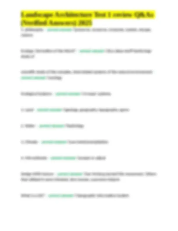 Landscape Architecture Test 1 review Q&As (Verified Answers) 2025 ...