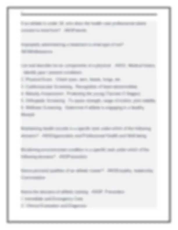 Sports Medicine 1 Semester Exam Study Guide Latest Edition 2025-2026 ...