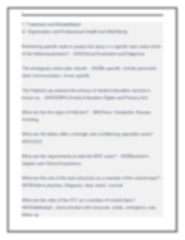 Sports Medicine 1 Semester Exam Study Guide Latest Edition 2025-2026 ...
