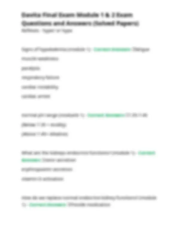 Davita Final Exam Module 1 & 2 Exam Questions and Answers (Solved ...