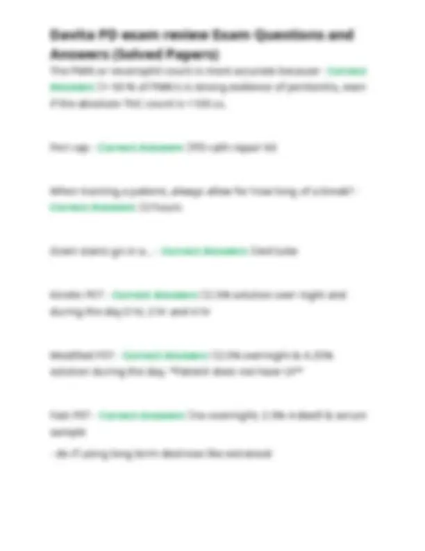 Davita PD exam review Exam Questions and Answers (Solved Papers ...