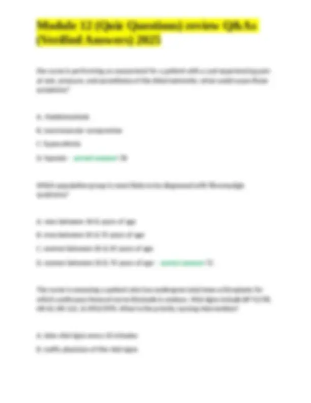 Module 12 (Quiz Questions) review Q&As (Verified Answers) 2025 | Exams ...