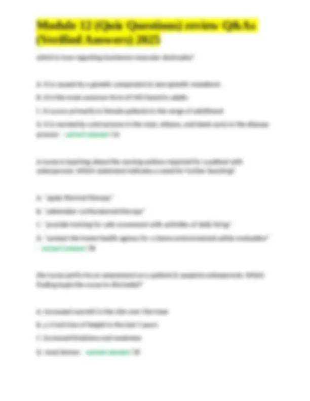 Module 12 (Quiz Questions) review Q&As (Verified Answers) 2025 | Exams ...