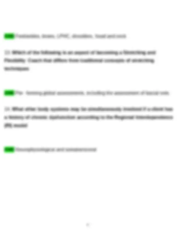 NASM stretching and flexibility Coach Exam | Exams Health sciences ...