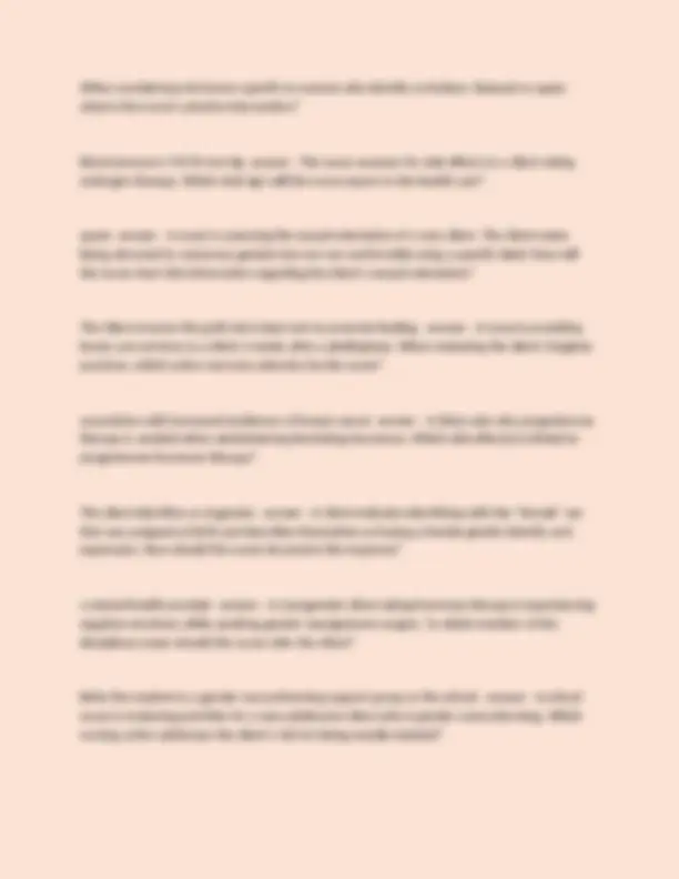 LGBTQ Questions and Verified Correct Answers | Exams Nursing | Docsity