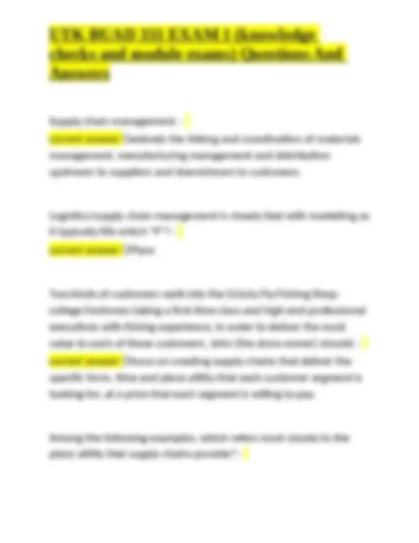 UTK BUAD 331 EXAM 1 (knowledge checks and module exams) Questions And ...